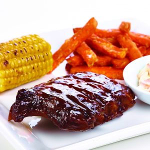 BBQ Ribs - Cooked Half Rack - Funnybones Foodservice